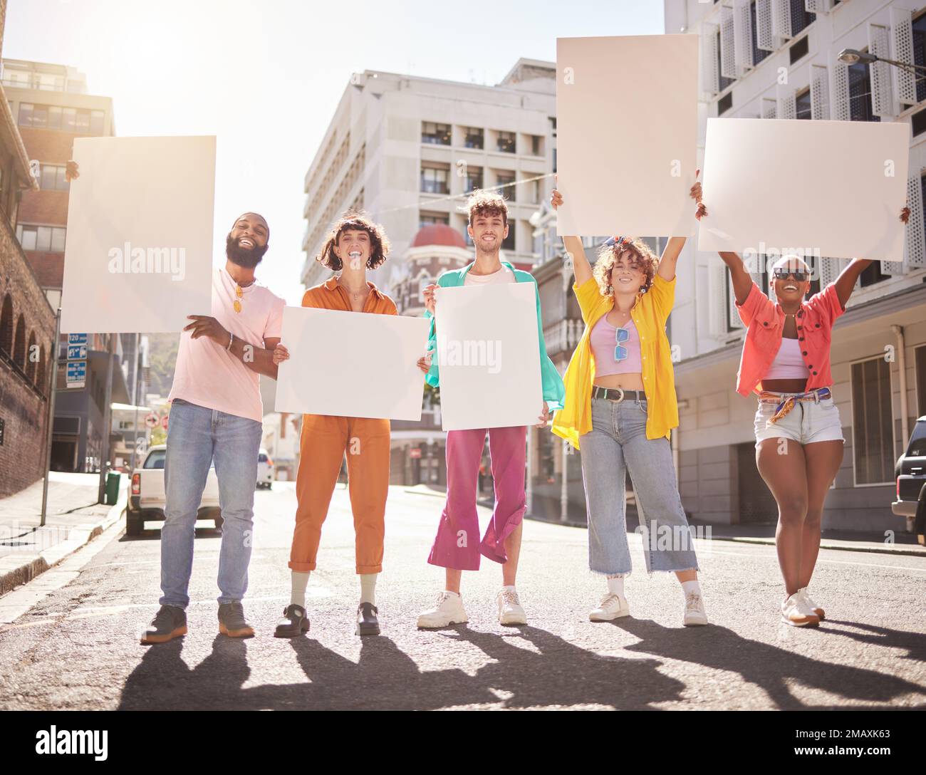 Mockup, diversity and young people protest, city and human rights for ...