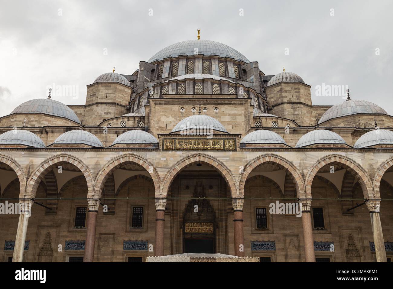 Shehzade Camii Mosque. Courtyard with a fountain of the Shehzade Camii ...