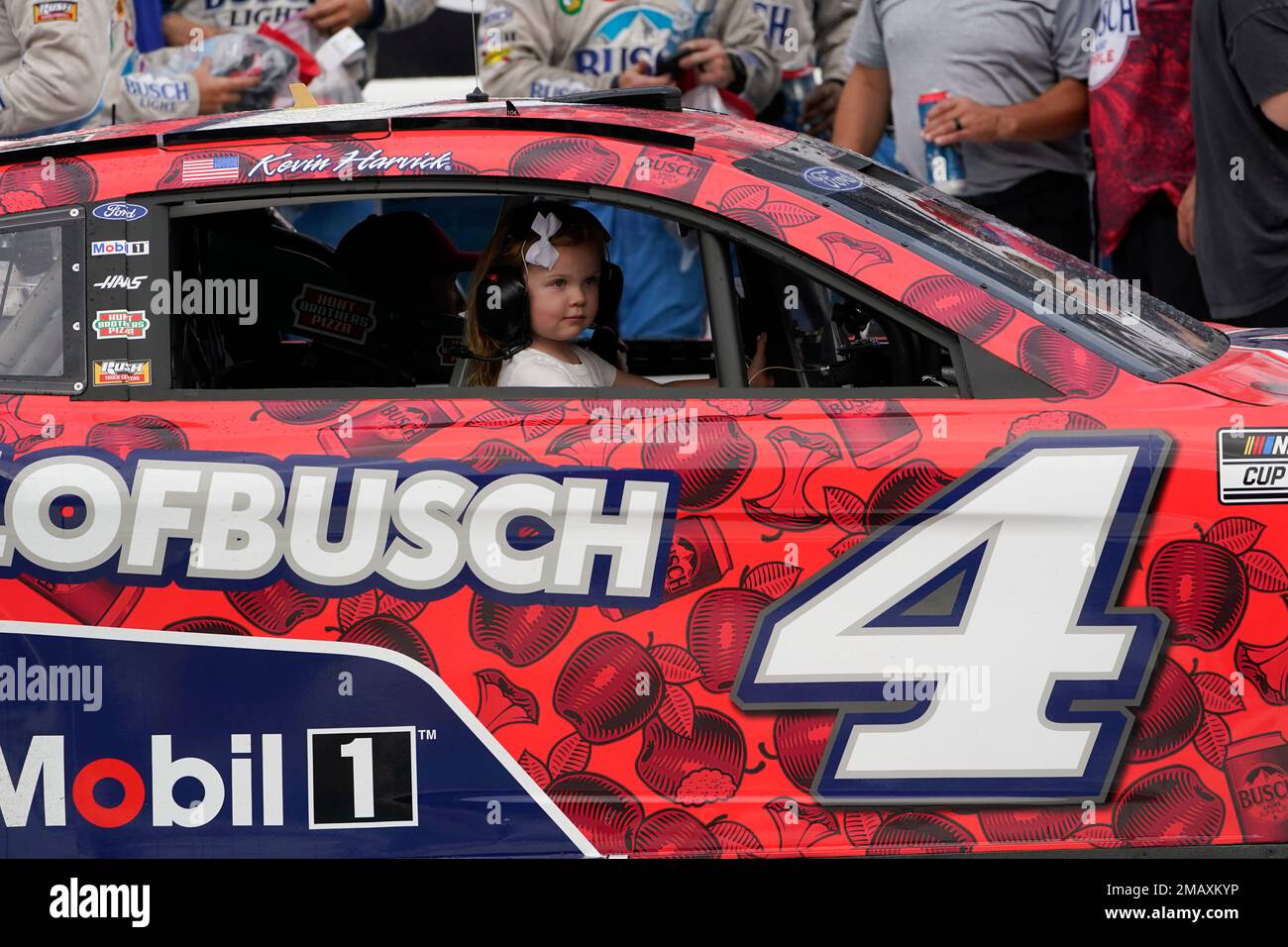 Kevin Harvick's daughter Piper rides in his car after winning the ...