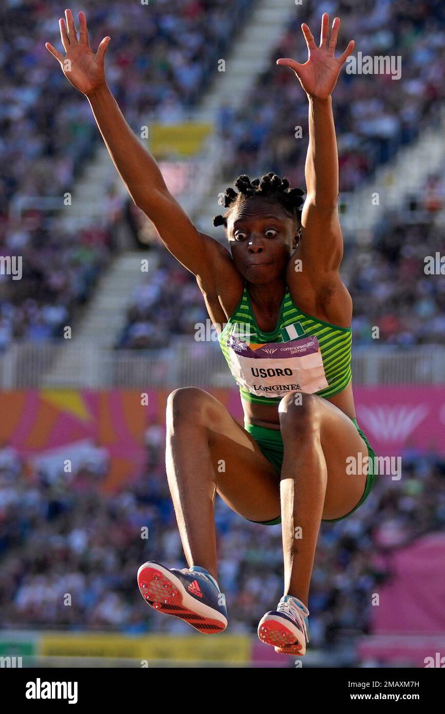 Ruth Usoro of Nigeria makes an attempt in the Women's long jump final ...