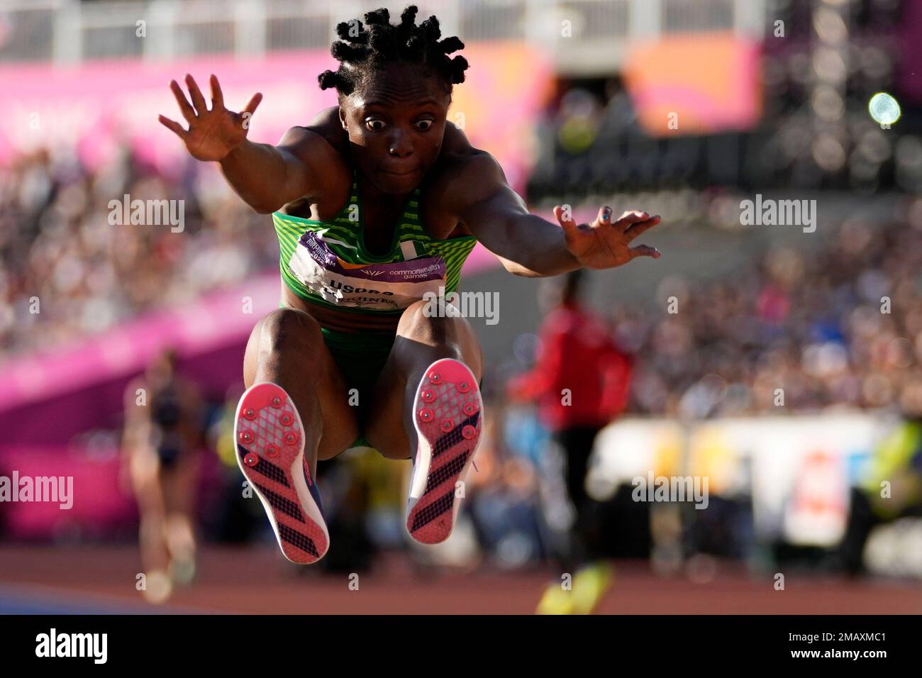 Ruth Usoro of Nigeria makes an attempt in the Women's long jump final ...