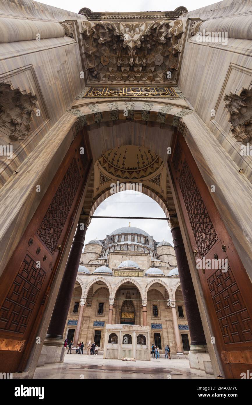 Shehzade Camii Mosque. Courtyard with a fountain of the Shehzade Camii ...
