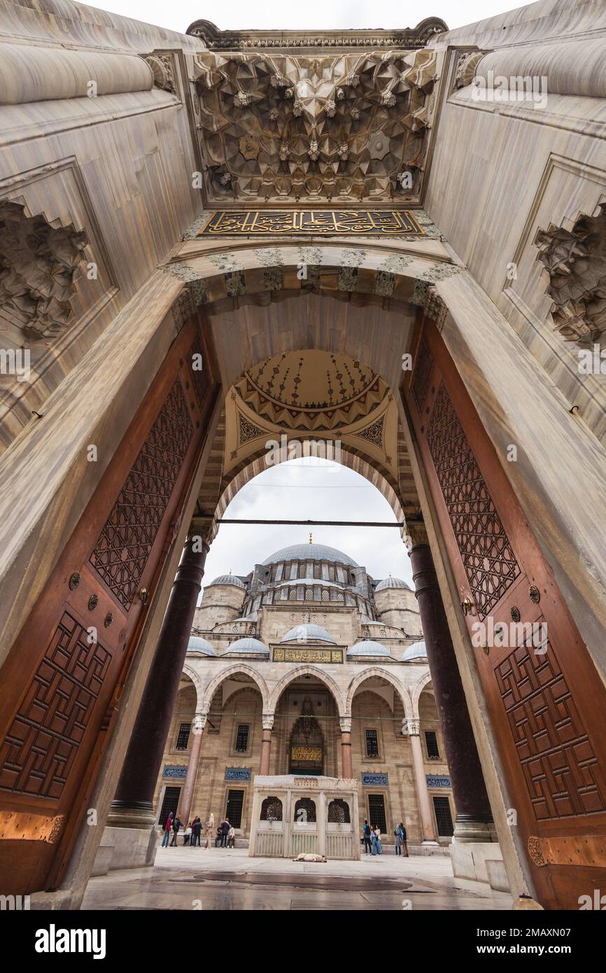 Shehzade Camii Mosque. Courtyard with a fountain of the Shehzade Camii ...