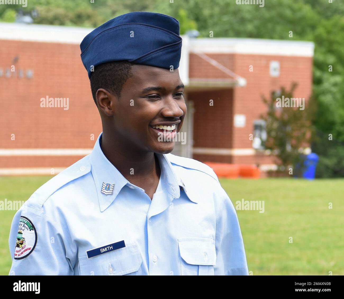 Caleb Smith, a Charles H. Flowers High School student, smiles after an ...