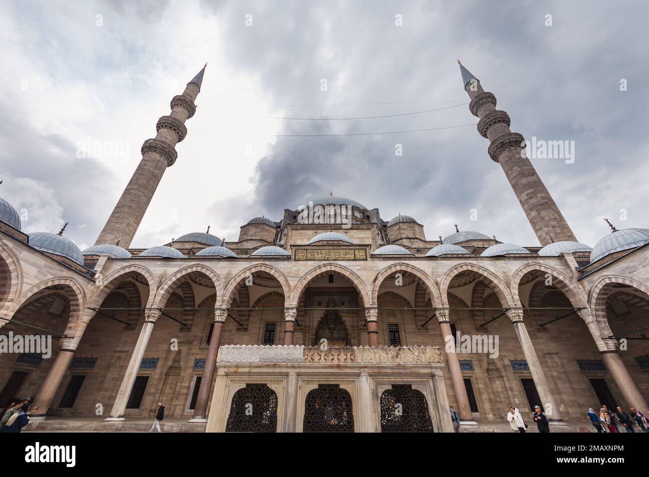 Shehzade Camii Mosque. Courtyard with a fountain of the Shehzade Camii ...