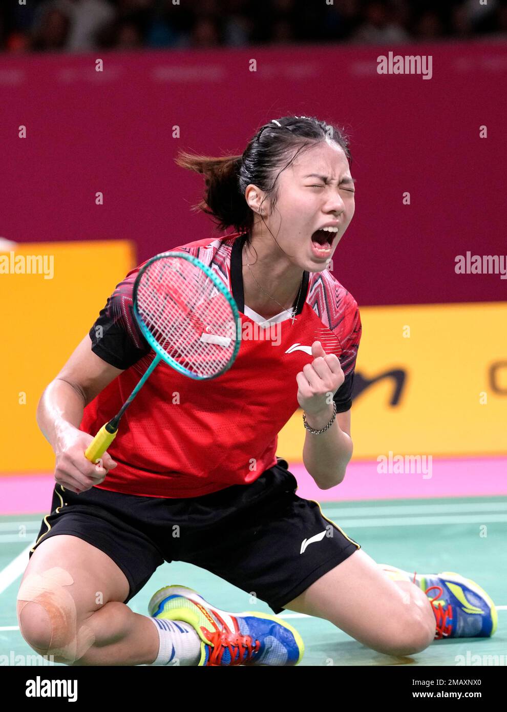 Jia Min Yeo of Singapore celebrates winning match point against Kirsty ...