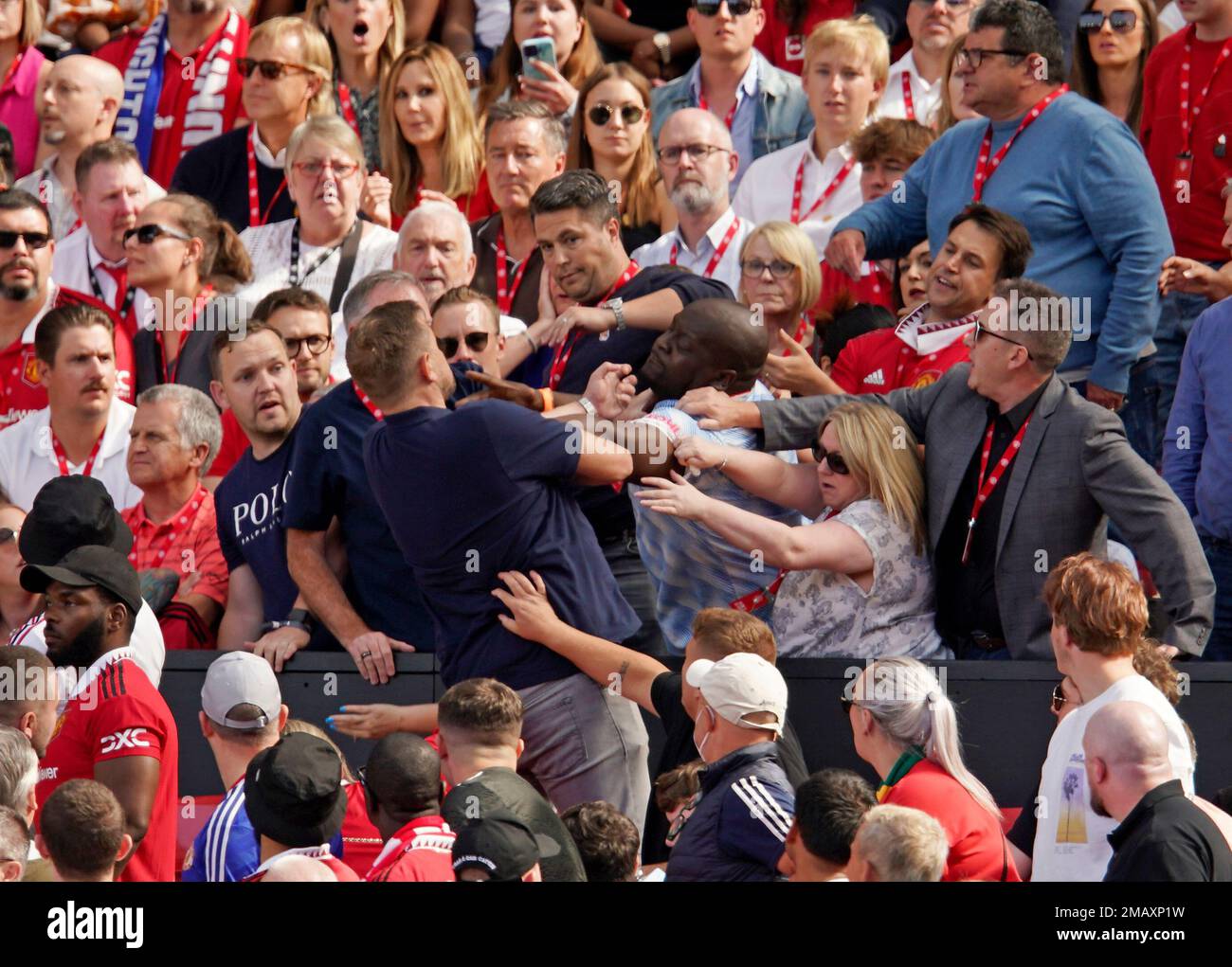 Manchester United fans fight amongst themselves in the stands during ...