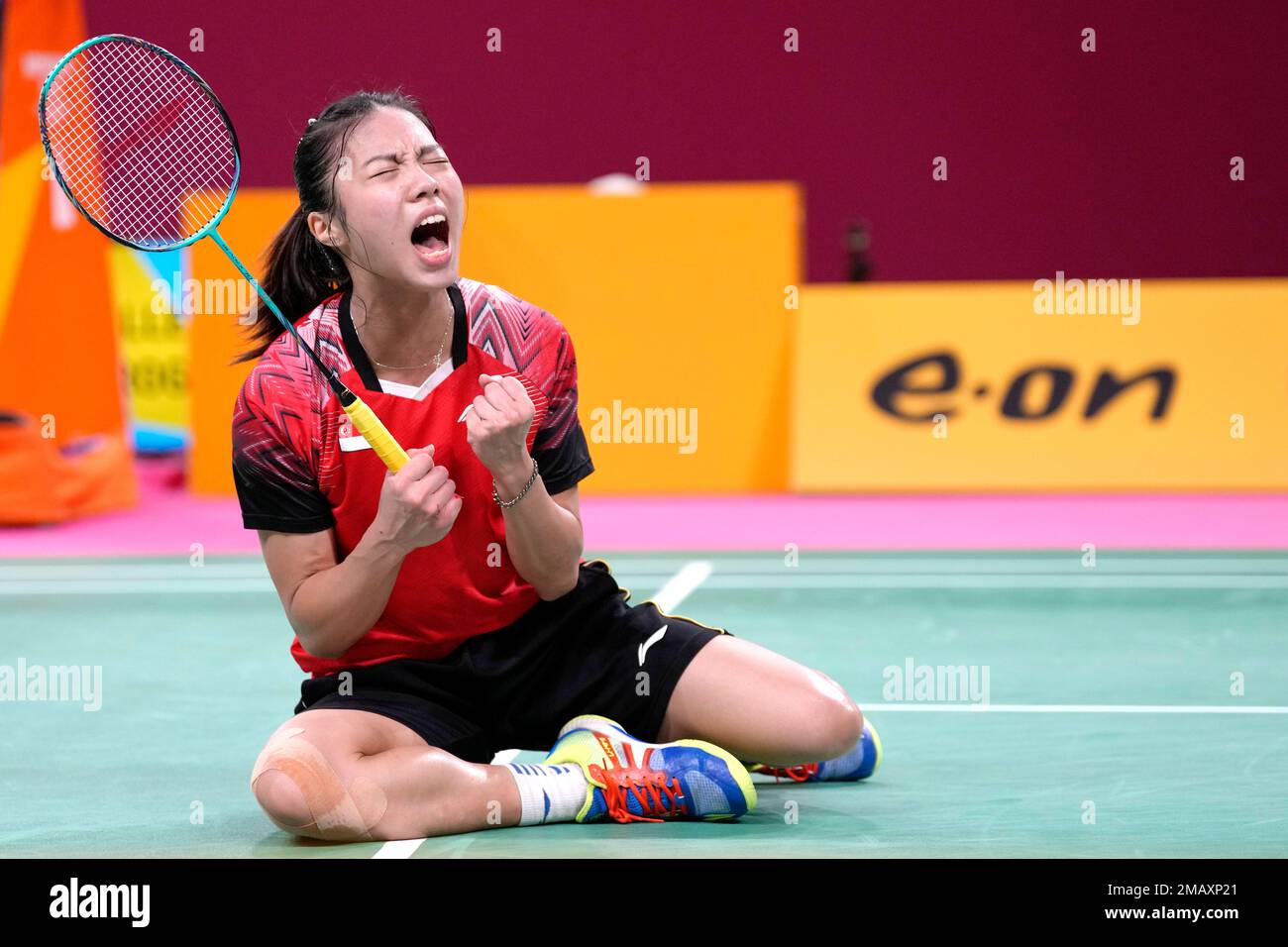 Jia Min Yeo of Singapore celebrates winning match point against Kirsty ...