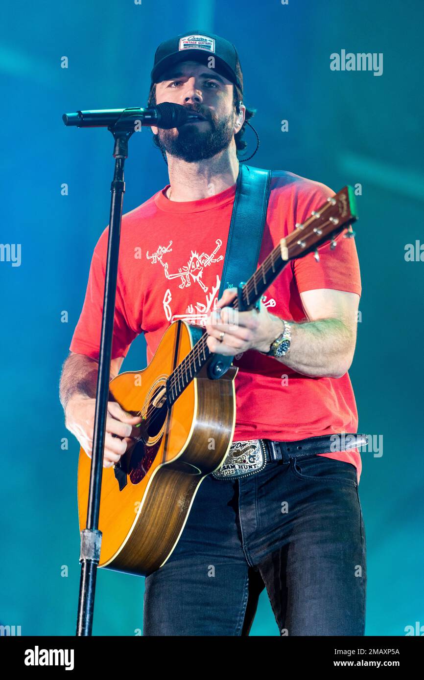 Sam Hunt performs during day 3 of the Windy City Smokeout outside the ...
