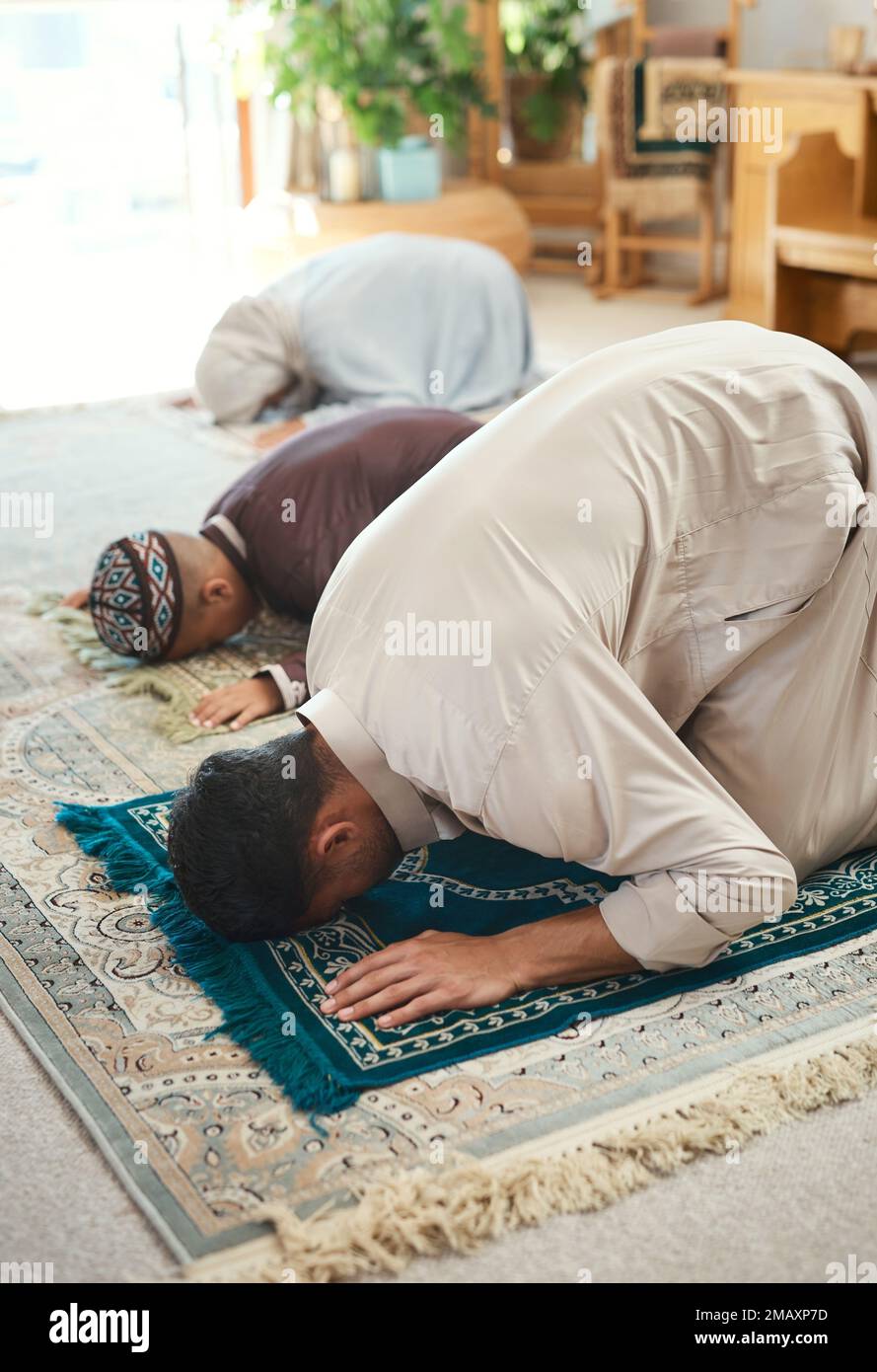 Prayer is as important as breathing. a young muslim couple and their ...
