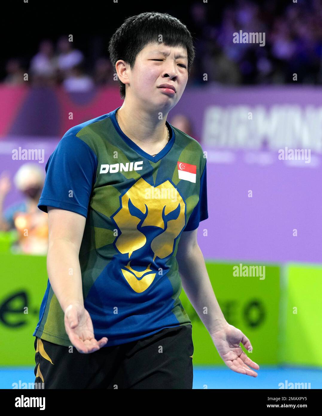 Singapore's Jian Zeng reacts after losing a point during the women's ...