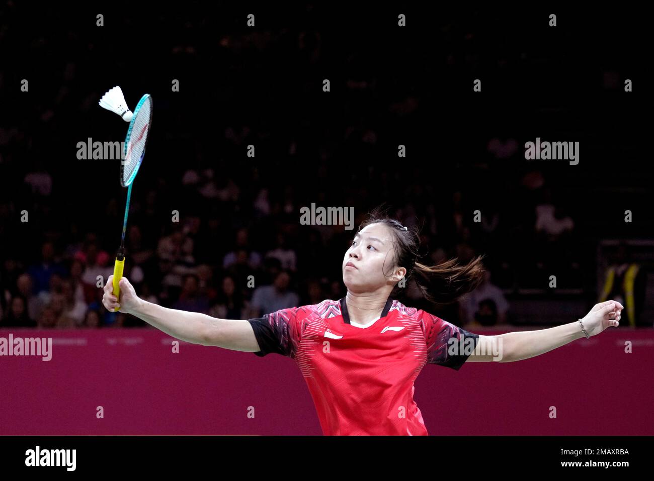 Jia Min Yeo of Singapore plays a return to Venkata Sindhu Pusarla of ...