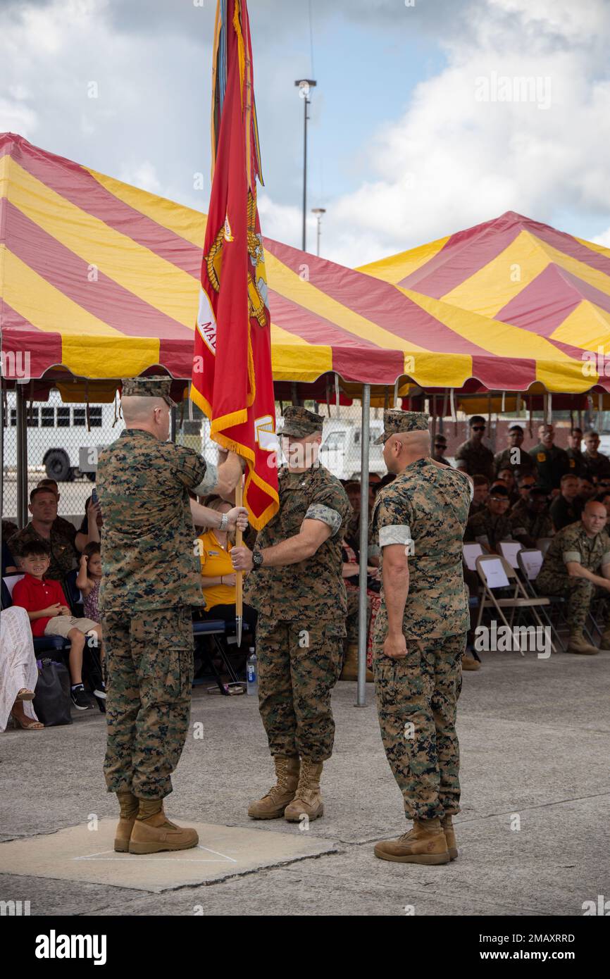 U.S. Marine Corps. Lt. Col. Thomas Fuss, outgoing commanding officer ...