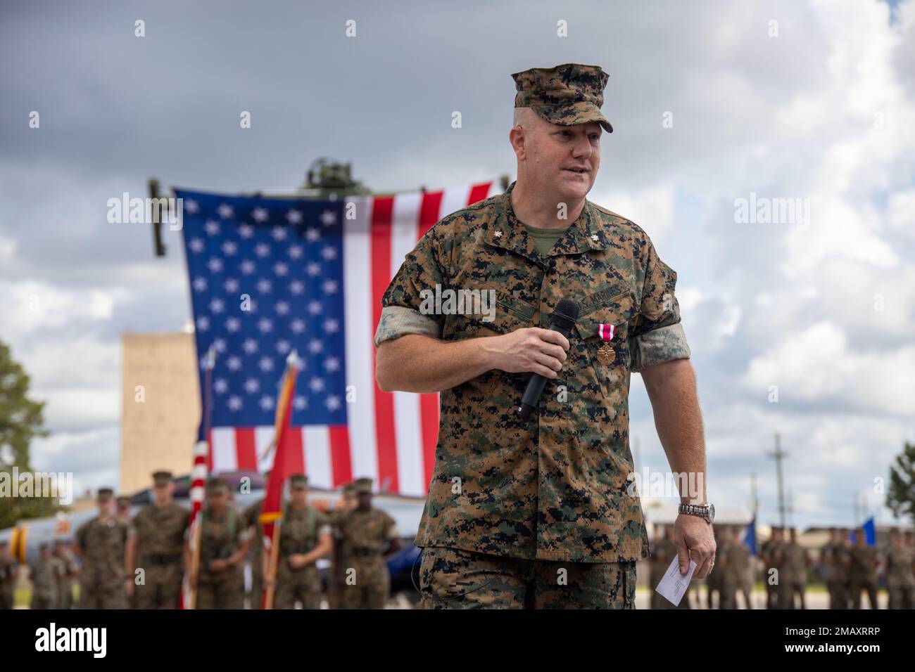 U.S. Marine Corps. Lt. Col. Thomas Fuss, outgoing commanding officer ...