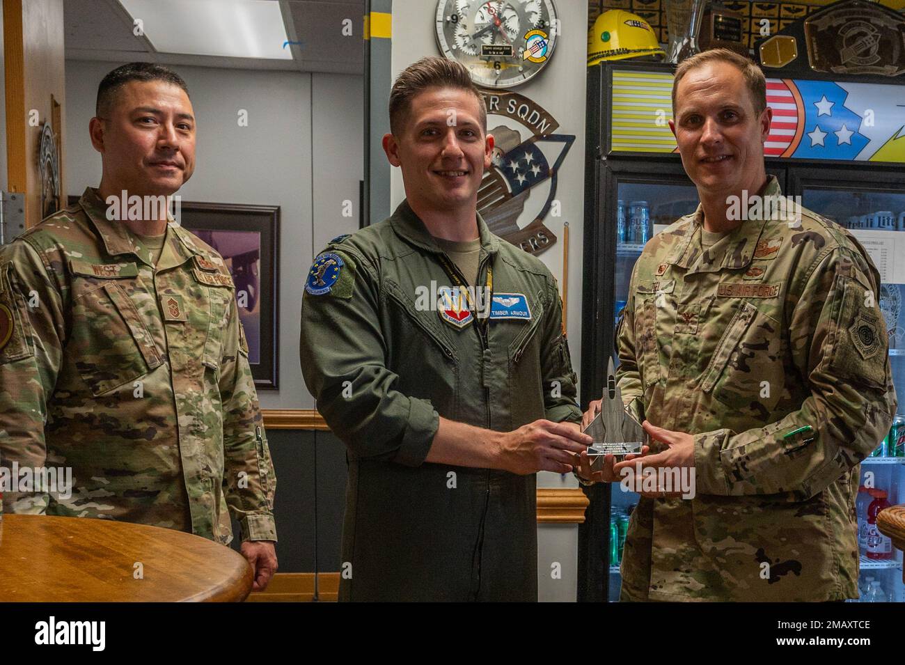 Col. Lucas Teel, 4th Fighter Wing commander (right), and Chief Master ...