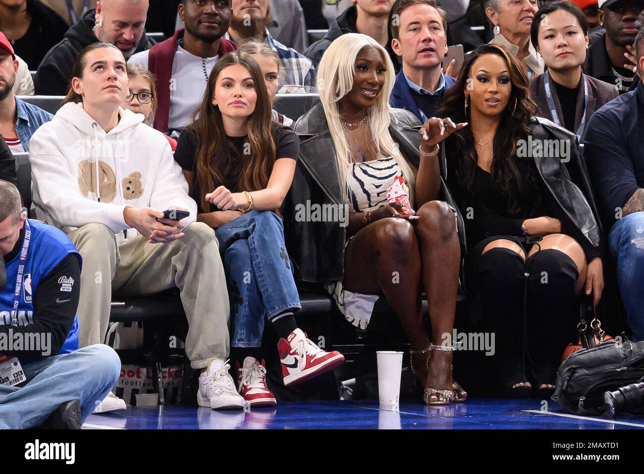 Thylane Blondeau and Ben, Singer Aya Nakamura attend the NBA Paris Game ...