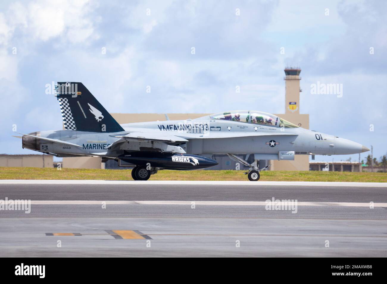 A U.S. Marine Corps F/A-18D Hornet aircraft with Marine All Weather ...