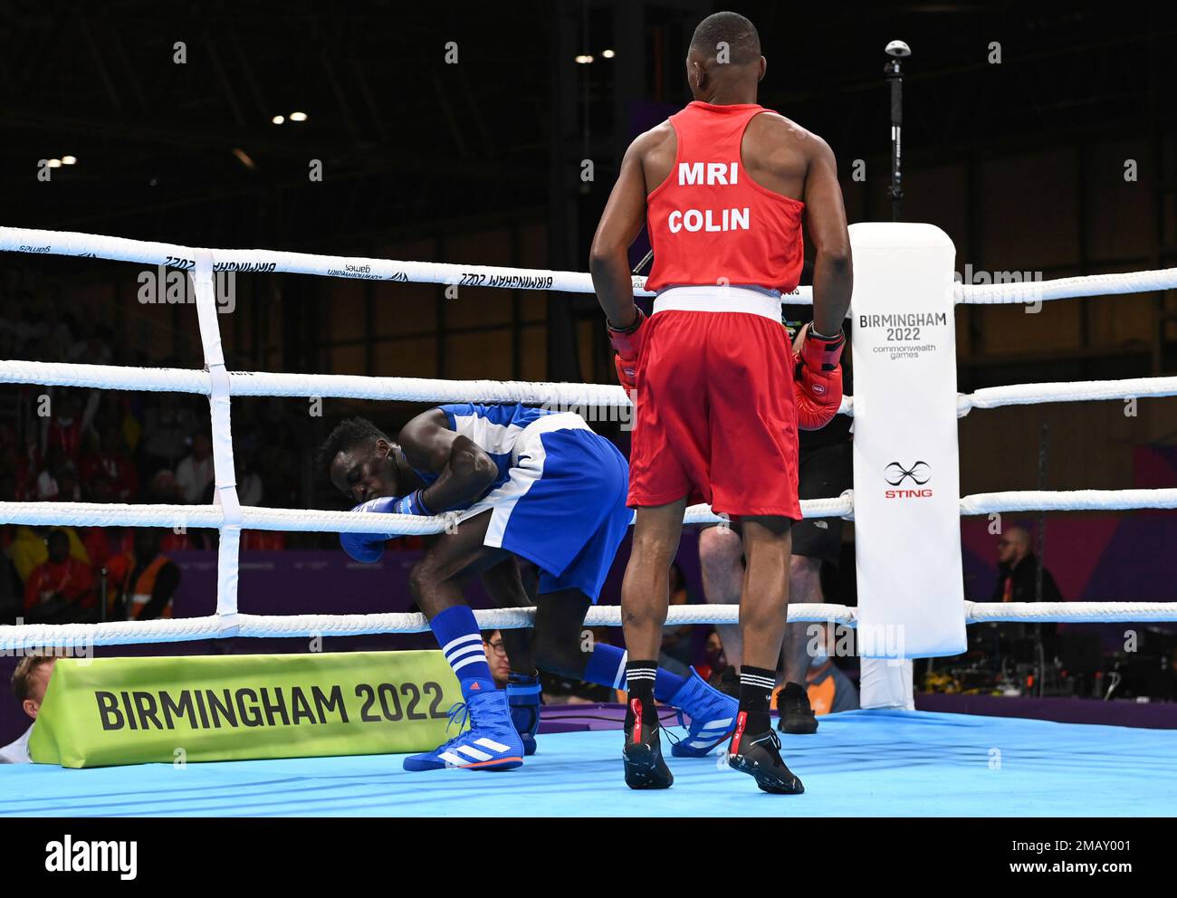 Mauritius' Louis Richarno Colin, right, and Ghana's Abdul Wahib Omar ...