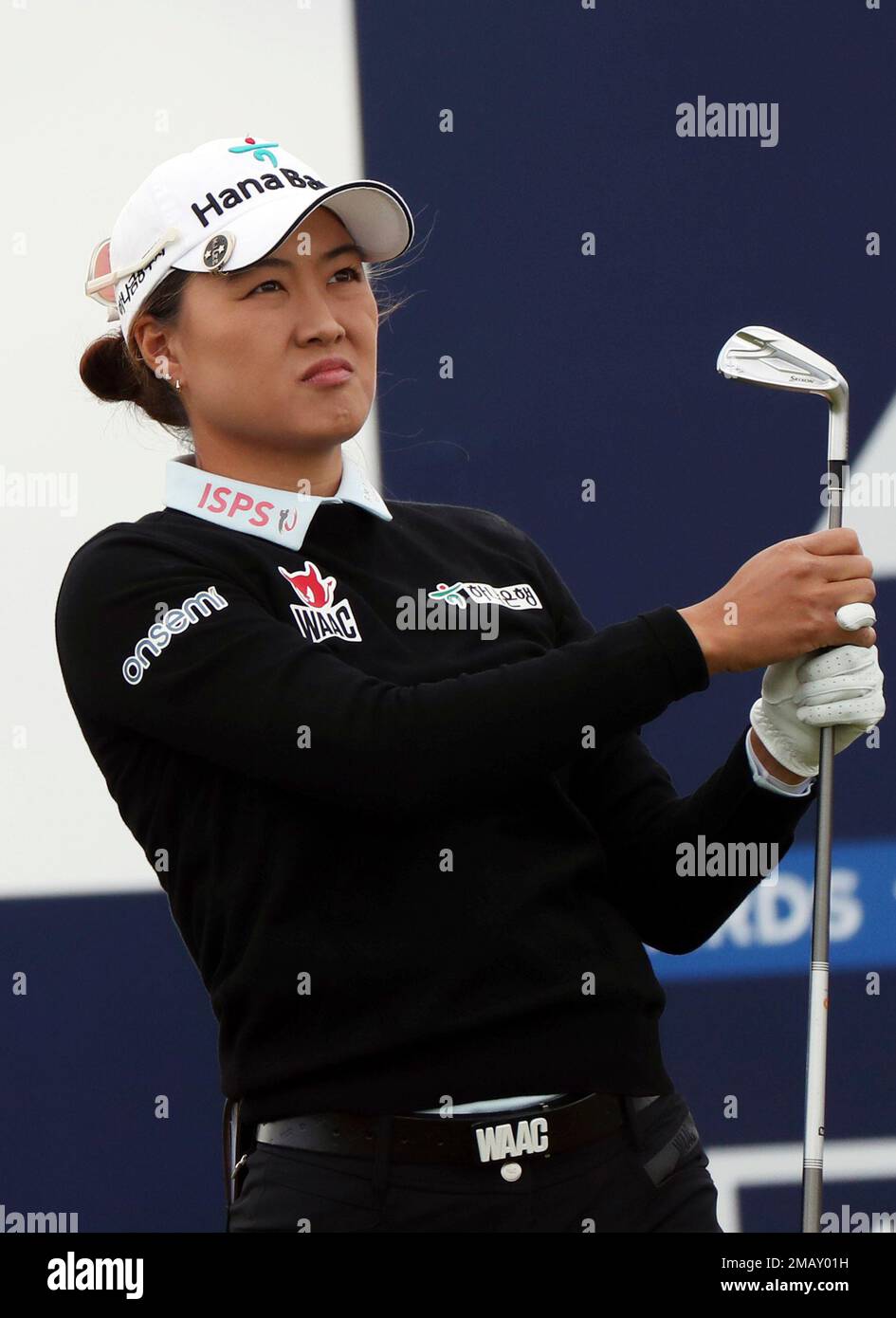 Japan's Hinako Shibuno plays her tee shot from the 4th during the third ...