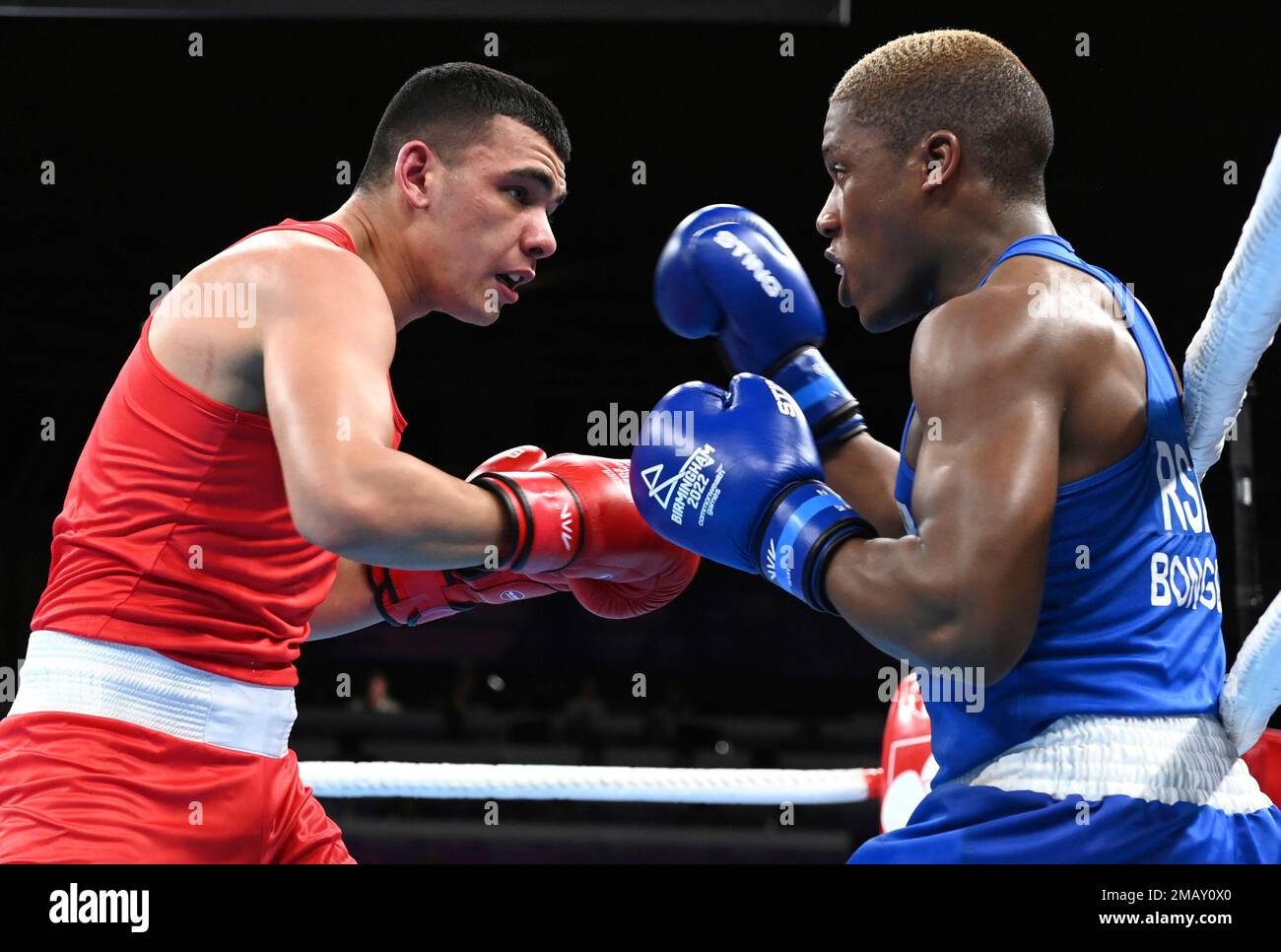 Australia's Callum Peters, left, and South Africa's Simnikiwe Bongco ...