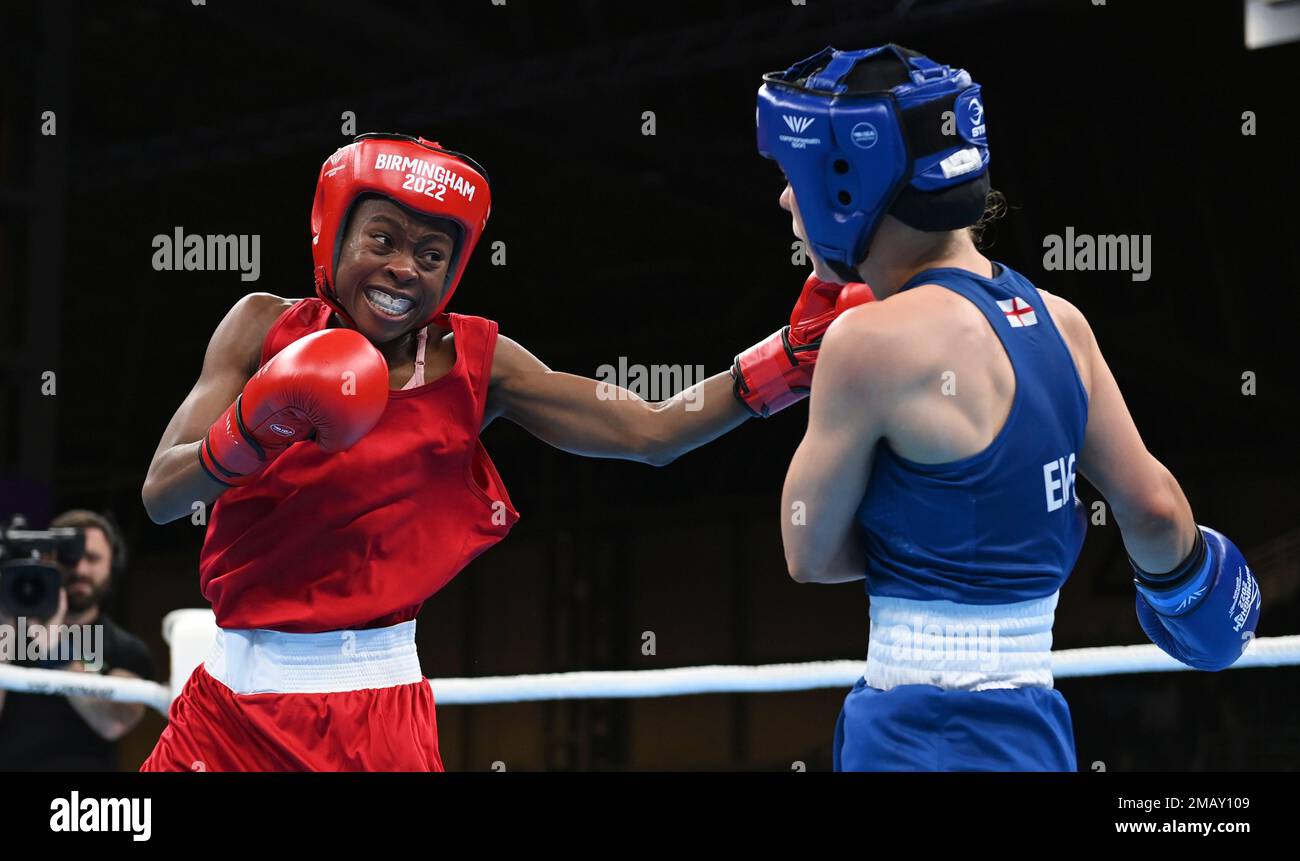 Botswana's Lethabo Bokamoso Modukanele, left, and England's Demie-Jade ...