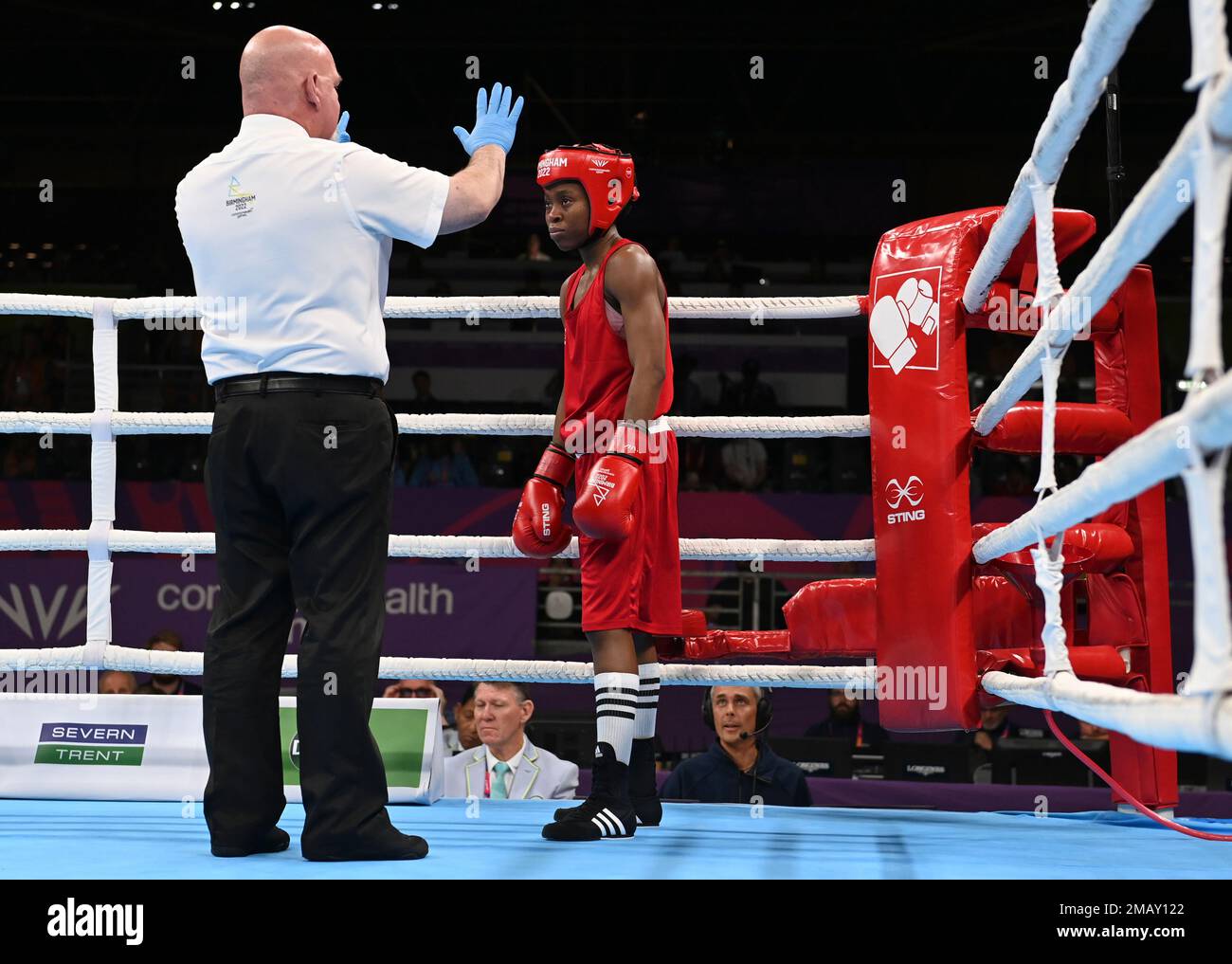 The referee counts for Botswana's Lethabo Bokamoso Modukanele during ...
