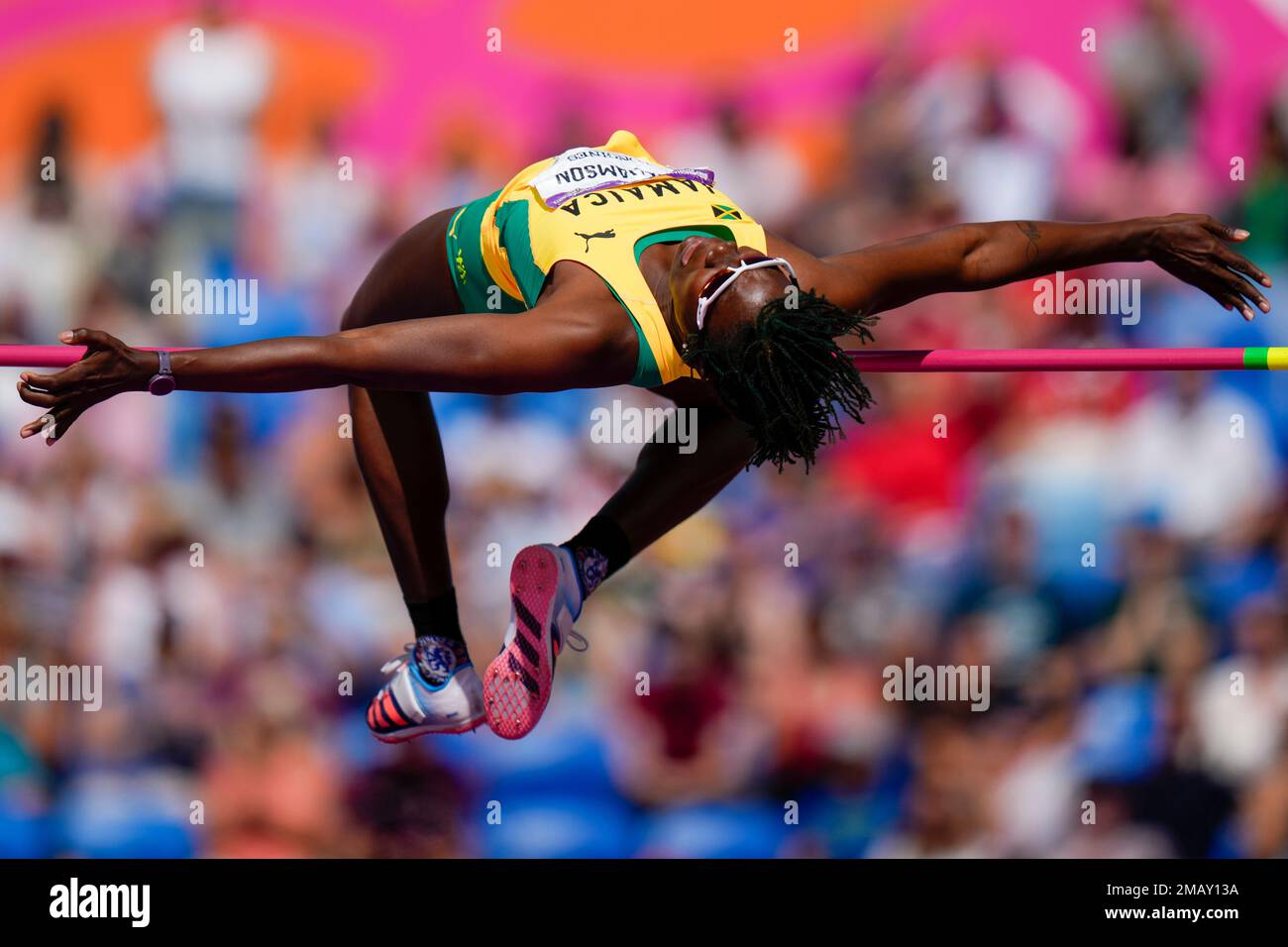 Kimberly Williamson of Jamaica competes in the women's high jump final ...