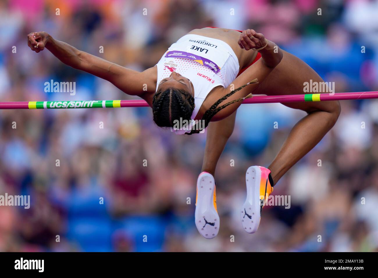 Morgan Lake of England competes in the women's high jump final during ...
