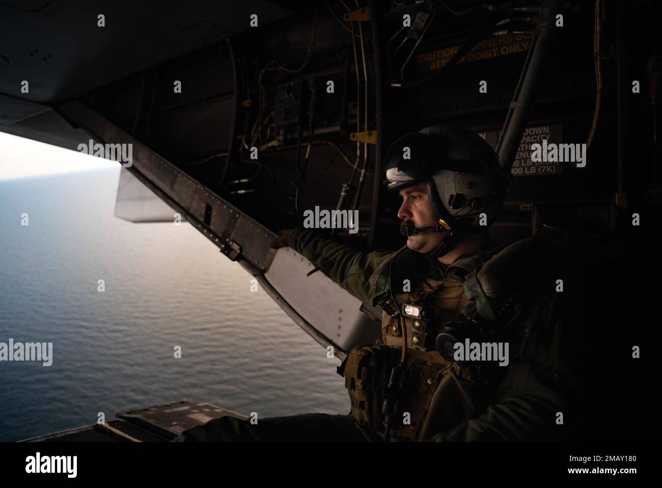 Sgt. Matthew Chuml, an MV-22 Osprey crew chief assigned to the Aviation ...