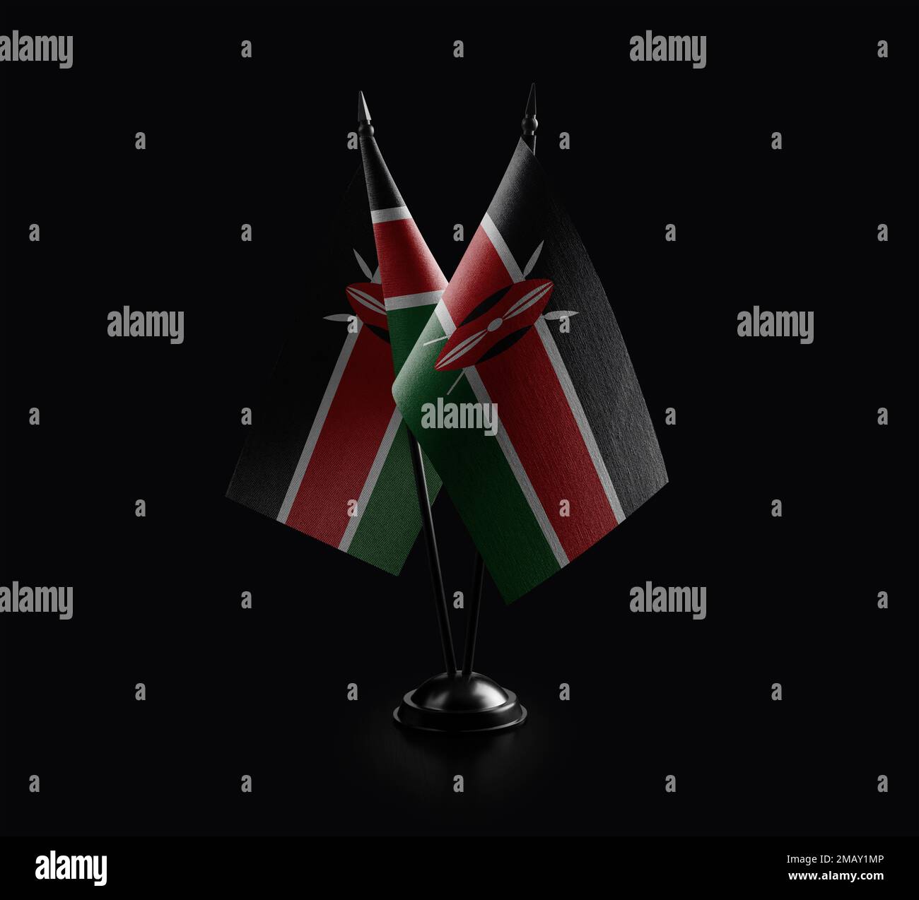 Small national flags of the Kenya on a black background Stock Photo - Alamy