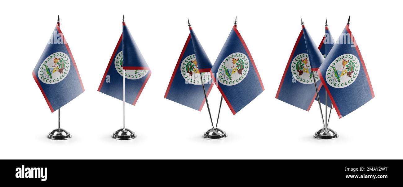 Small national flags of the Belize on a white background Stock Photo ...