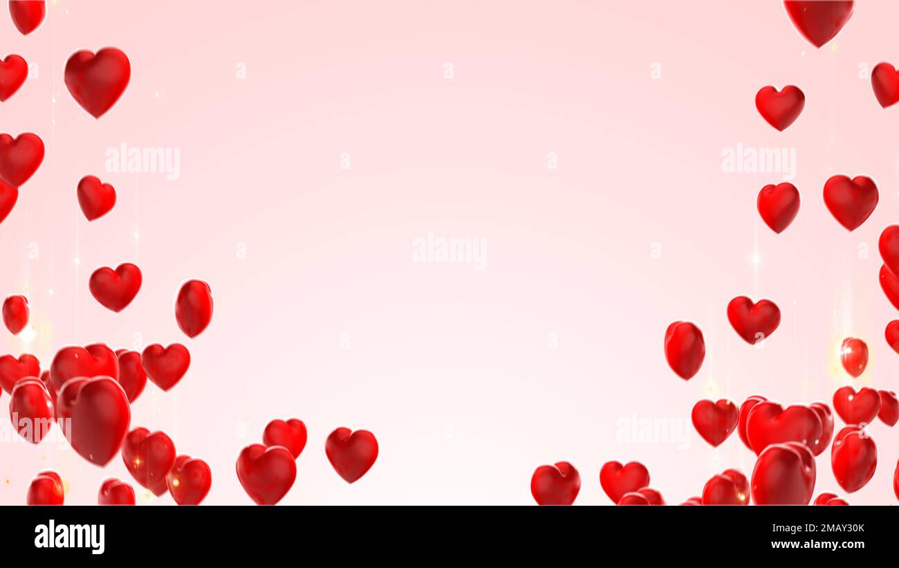 Red hearts frame on pink background with copy space for valentine day ...