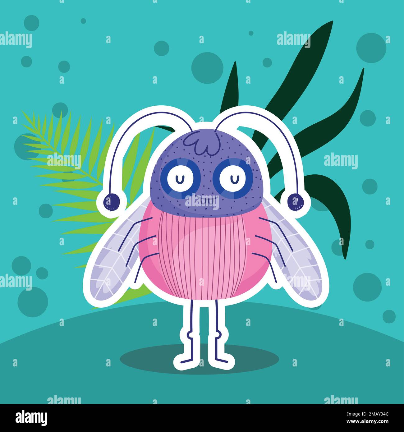funny bug green leaves Stock Vector Image & Art - Alamy