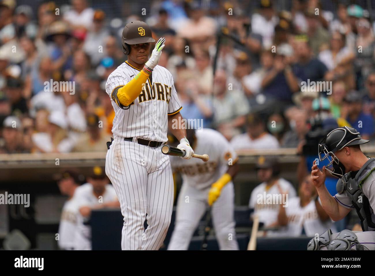 San Diego Padres' Juan Soto batting during the first inning of a ...