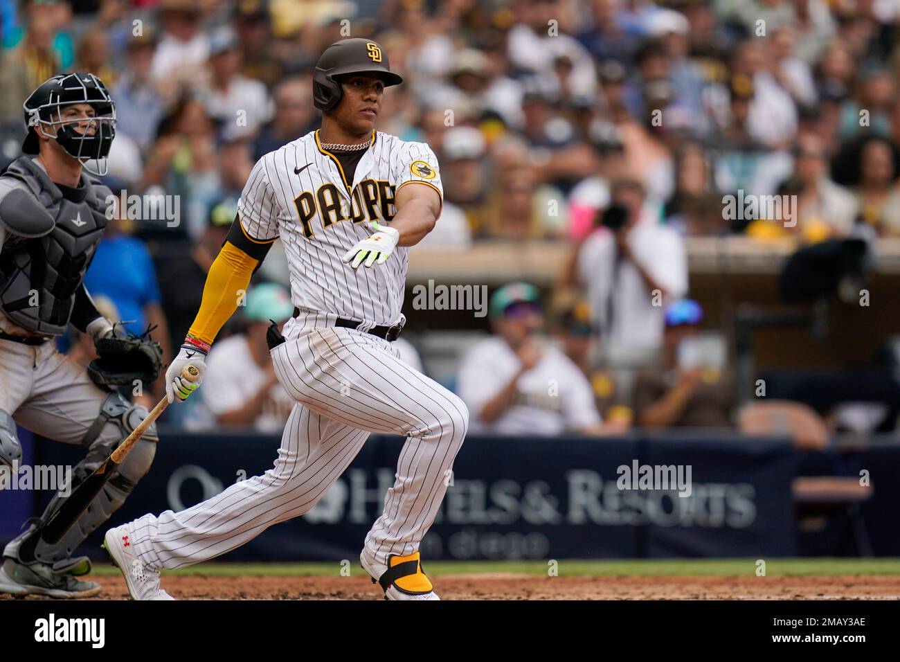 San Diego Padres' Juan Soto batting during the fourth inning of a ...