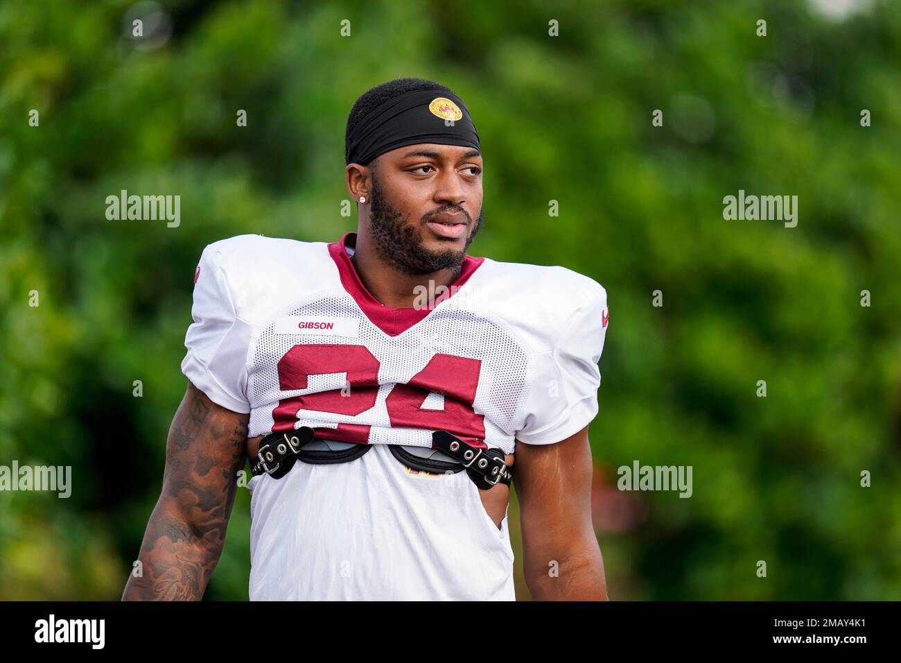 Washington Commanders running back Antonio Gibson (24) arrives for ...