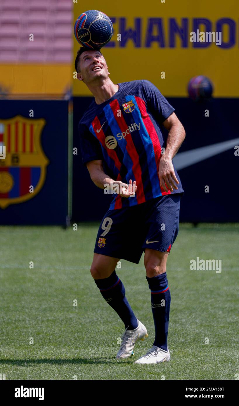 Polish forward Robert Lewandowski controls the ball during the official ...