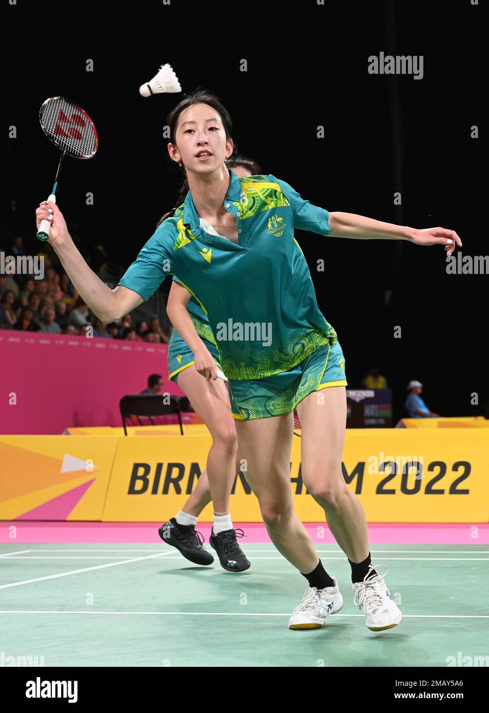 Australia's Kaitlyn Ea and Australia's Angela Yug during the Badminton ...
