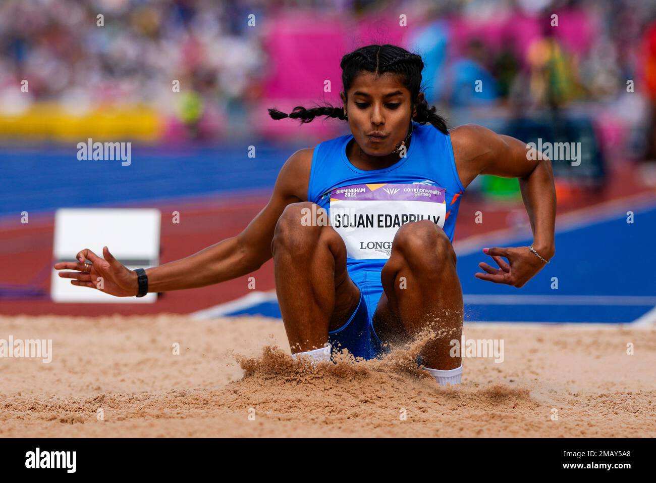 Ancy Sojan Edappilly of India competes in the women's long jump ...