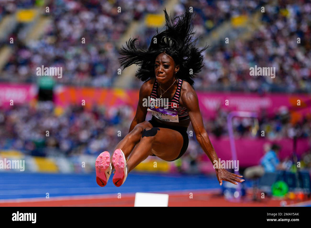 Christabel Nettey of Canada competes in the women's long jump ...