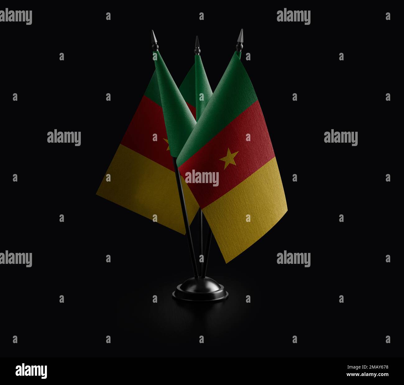 Small national flags of the Cameroon on a black background Stock Photo ...