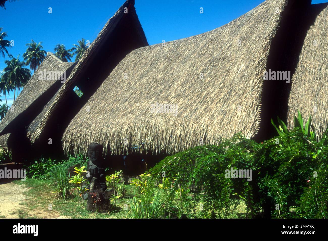 Thatch roof made of coconut-palm fibre, hotel in Polynesia Stock Photo ...