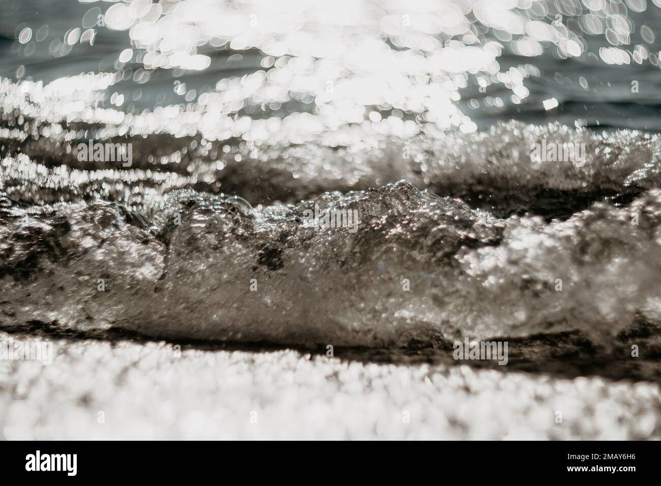 Abstract sea summer ocean sunset nature background. Small waves on ...