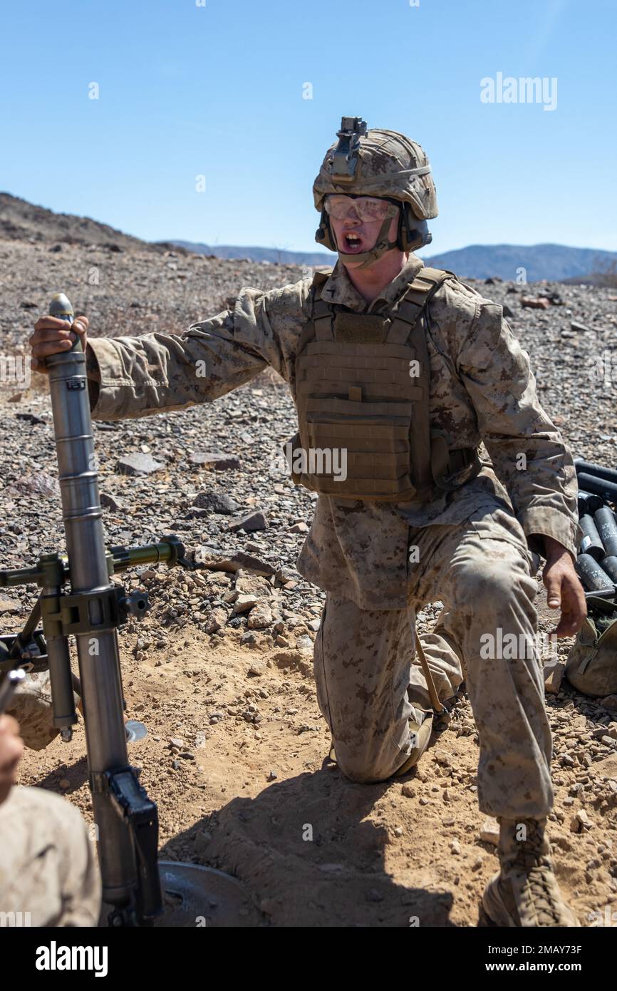 U.S. Marine Corps Pfc. Nathan Cotter, a mortarman with Battalion ...