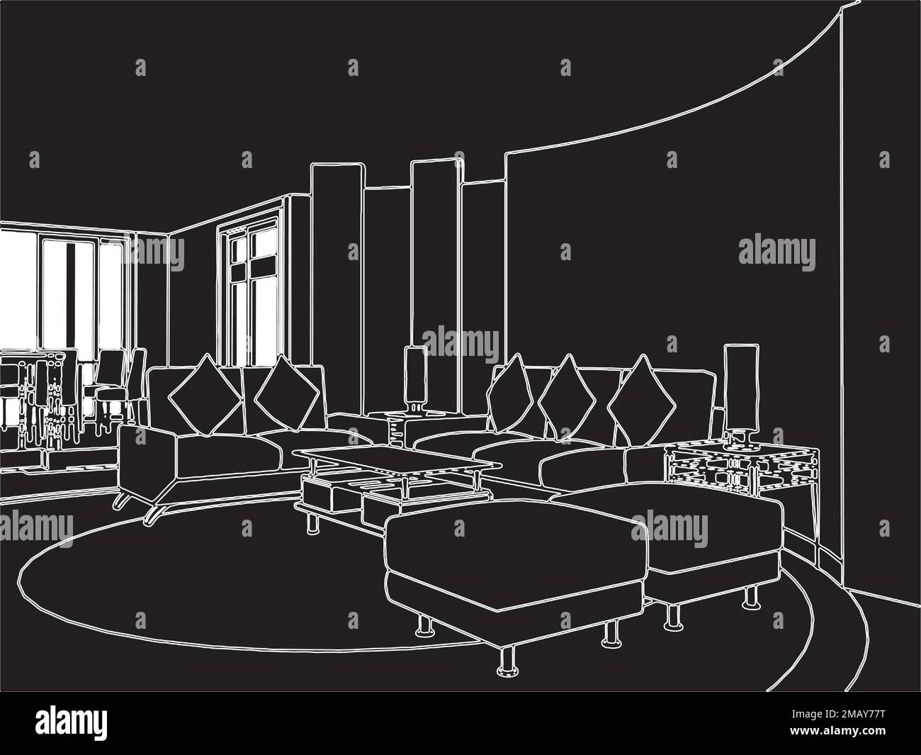 Living And Dining Room Vector Stock Vector Image & Art - Alamy