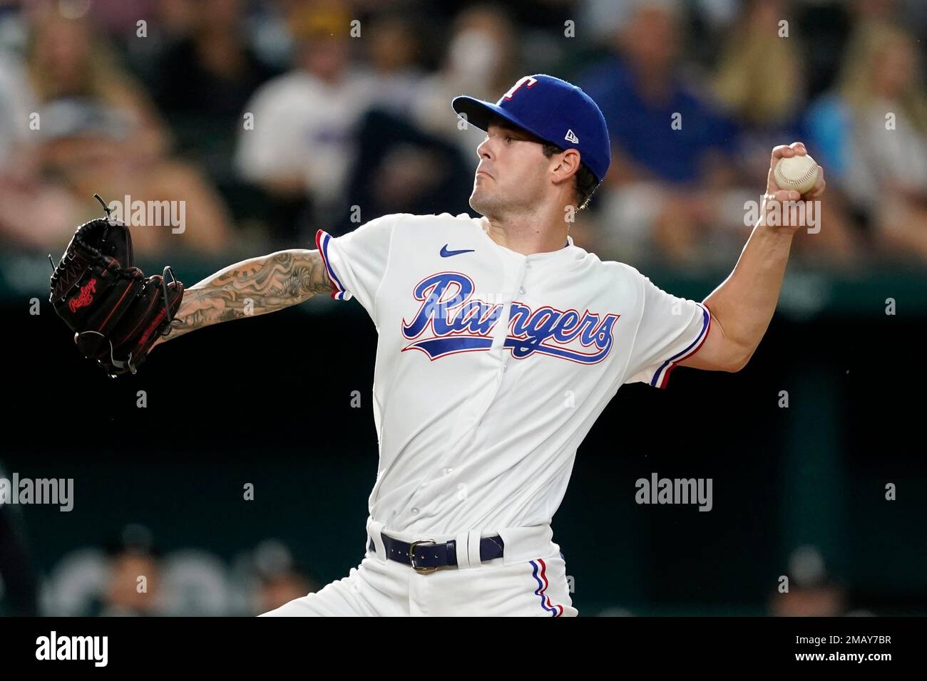 Texas Rangers starting pitcher Cole Ragans, making his debut in the ...