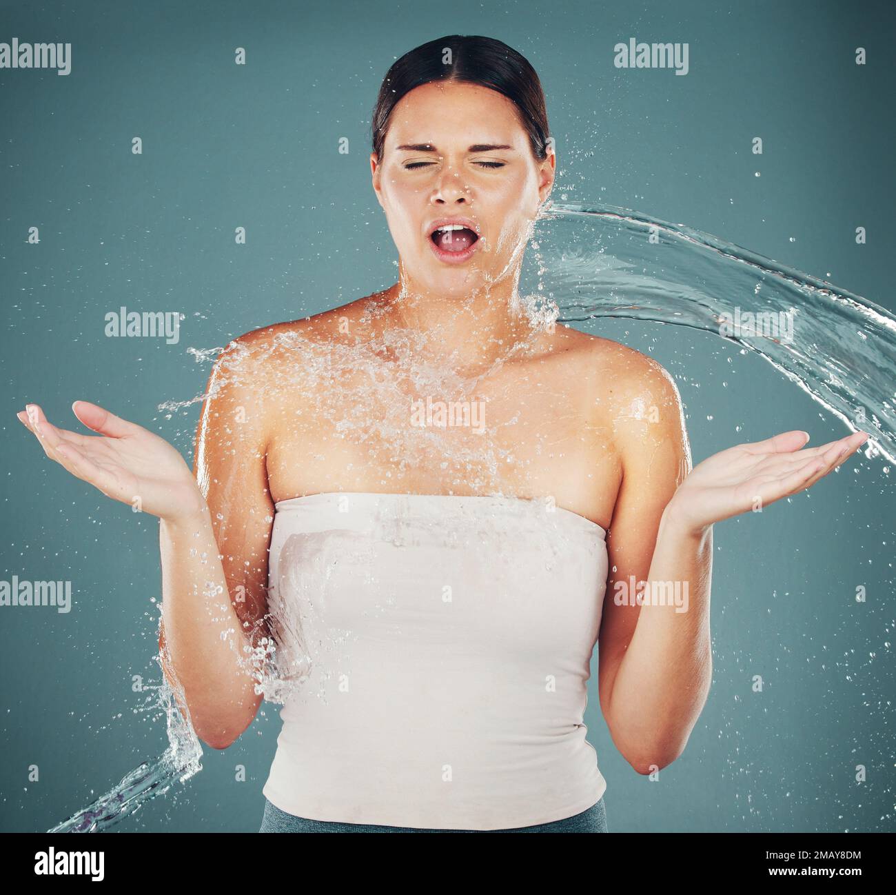 Woman in shower surprise bathroom hi-res stock photography and images ...