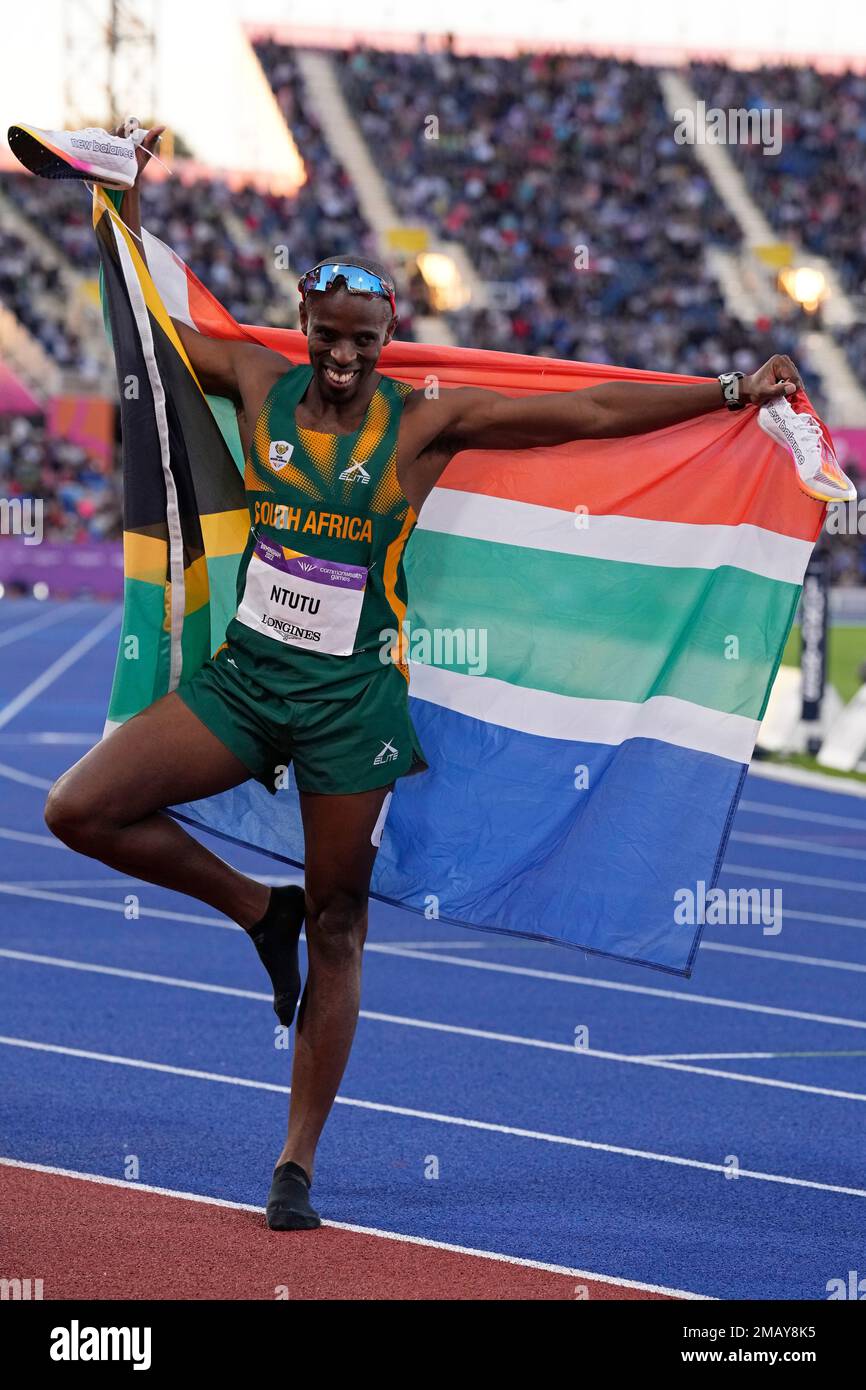Ndodomzi Ntutu of South Africa celebrates after winning the gold medal ...
