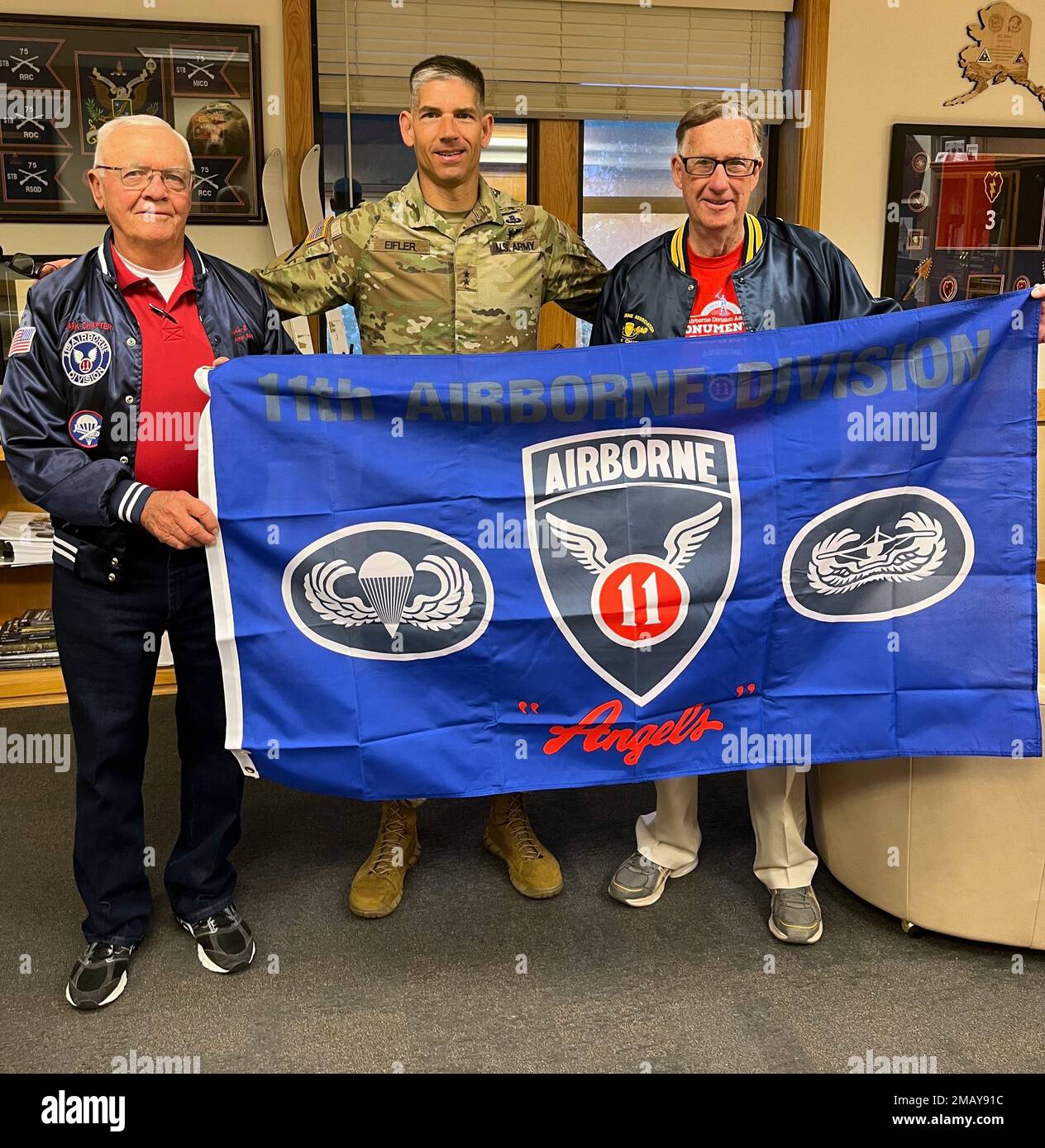 U.S. Army Maj. Gen. Brian S. Eifler, center, 11th Airborne Division ...