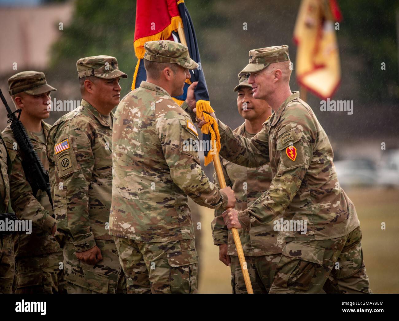 Col. Josh Bookout, right, commander of 3rd Infantry Brigade Combat Team ...